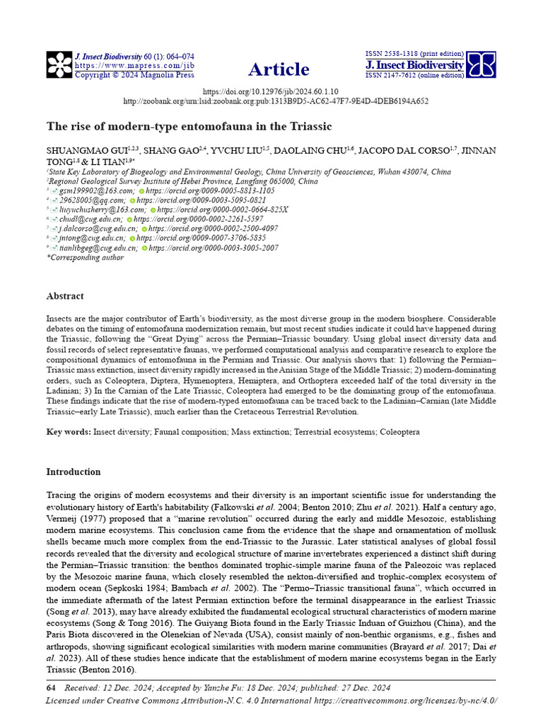 S. Gui, 2024, Rise of Modern-type Entomofauna in Triassic | PDF ...