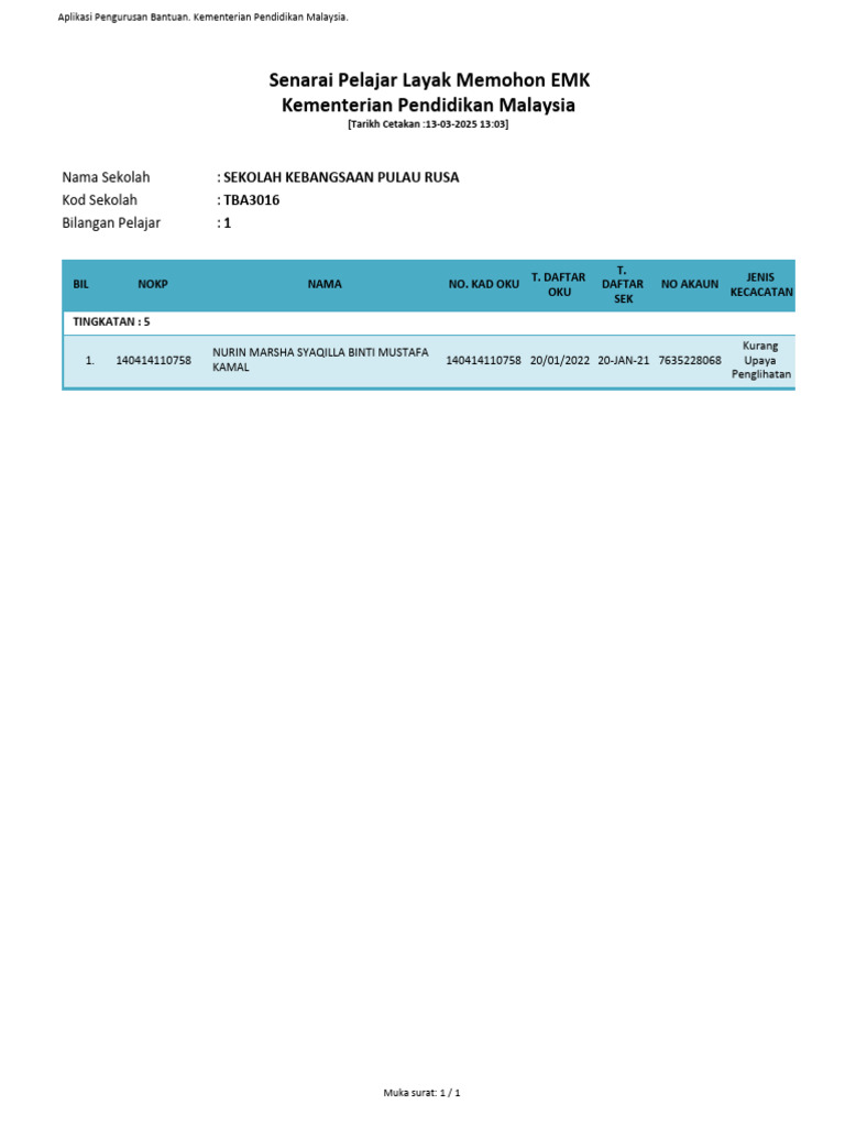 Cetak - Senarai - Pemohon Emk 25 | PDF