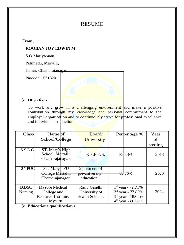 Nursing Resume of Rooban Joy Edwin | PDF | Hospital | Health Care