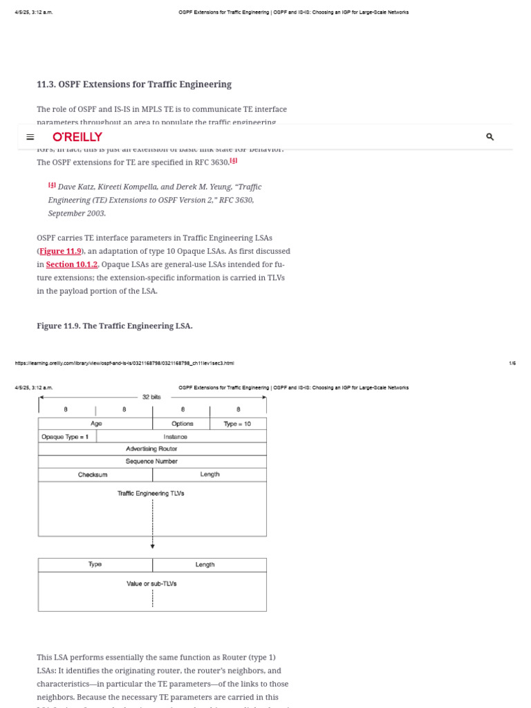 OSPF Extensions For Traffic Engineering - OSPF and Is-Is - Choosing An IGP For Large-Scale ...