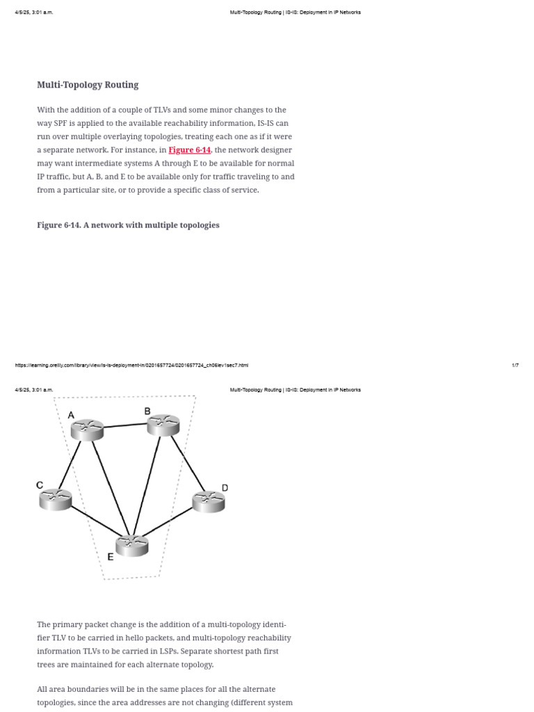 Multi-Topology Routing - Is-Is - Deployment in IP Networks | PDF | I Pv6 | Ip Address