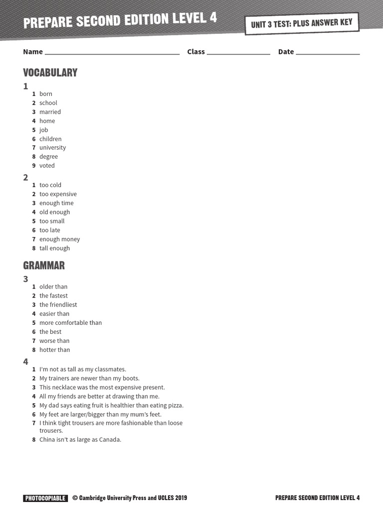 PRE UT U3P - AnswerKey | PDF