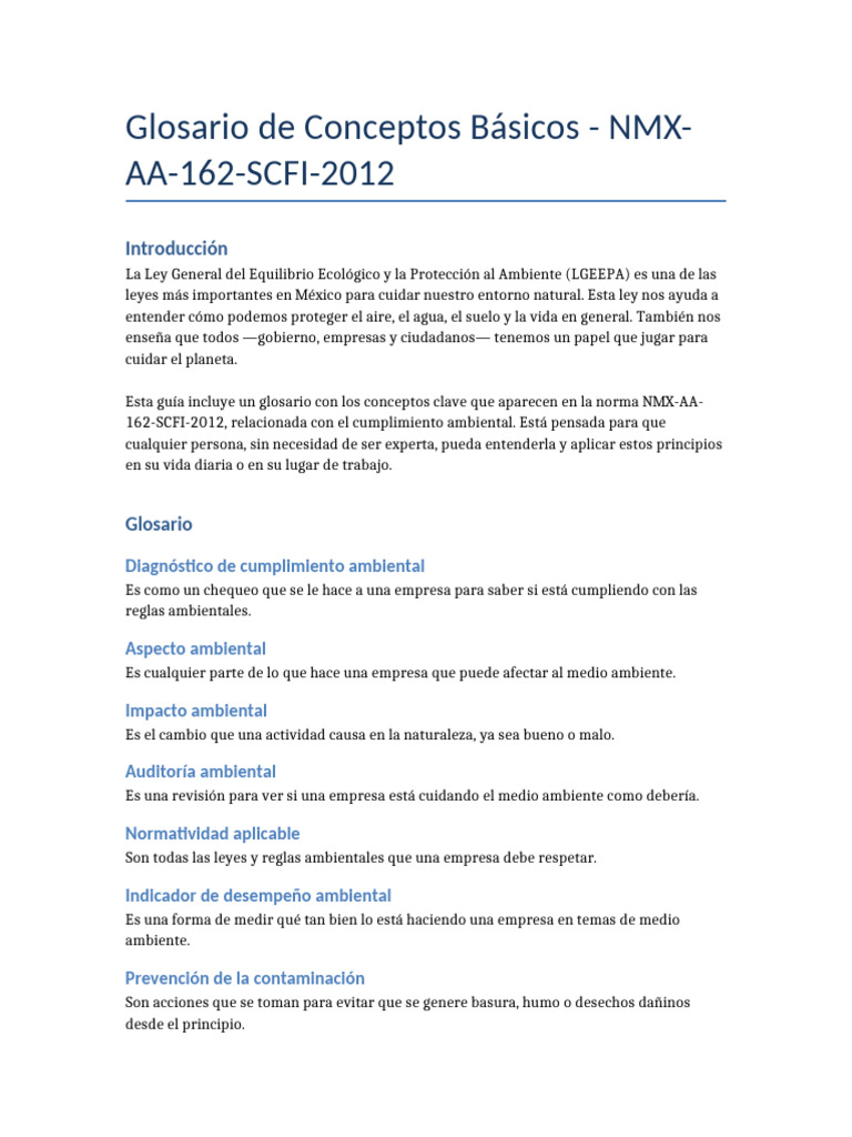 Glosario NMX-AA-162-SCFI-2012 | PDF