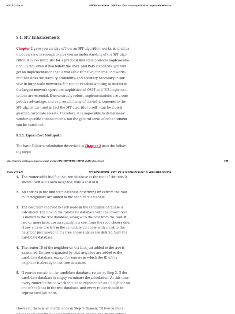 SPF Enhancements - OSPF and IS-IS - Choosing An IGP For Large-Scale Networks | PDF | Computer ...
