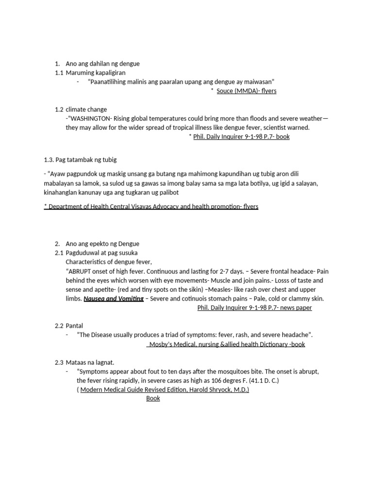 Ano ang dahilan ng dengue | PDF