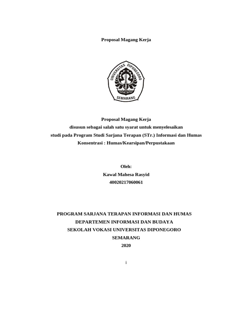 Contoh Proposal Magang STR INHUM | PDF