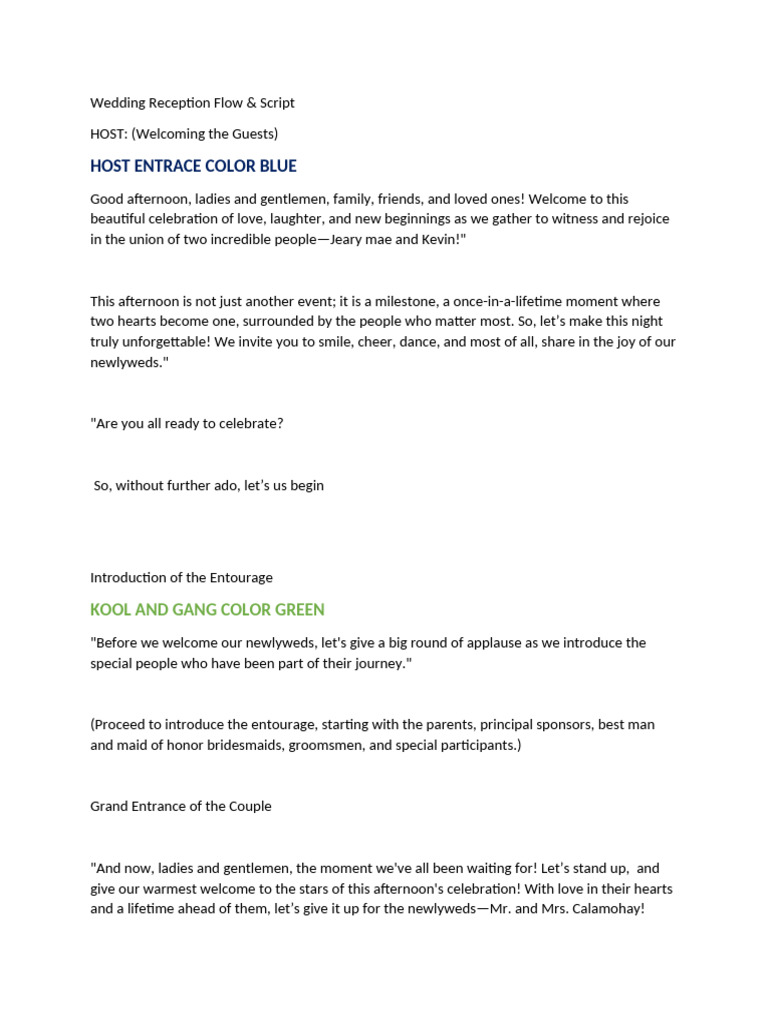 Wedding Reception Flow | PDF | Wedding | Fashion Related Occasions