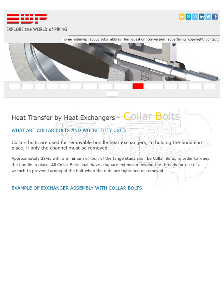 Heat Transfer by Shell and Tube Heat Exchangers - Collar Bolts for ...