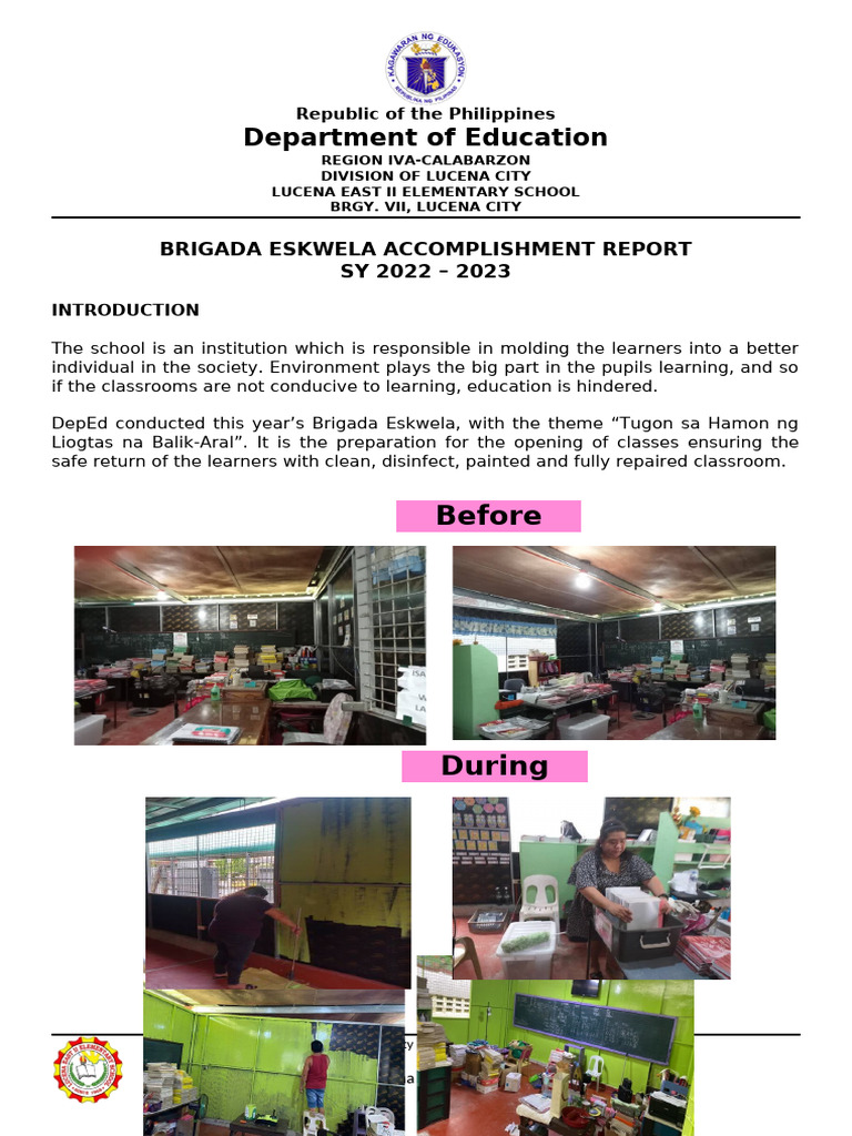 accomplishment brigada eskwela grade 3 lovely | PDF