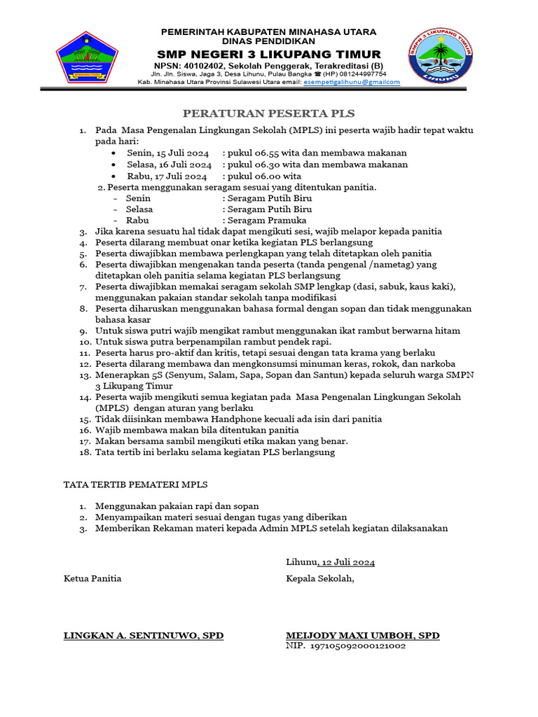 Peraturan Peserta PLS | PDF