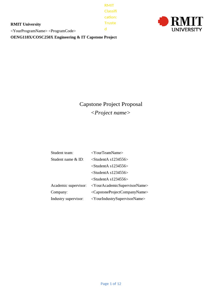 Capstone Project Proposal Template | PDF