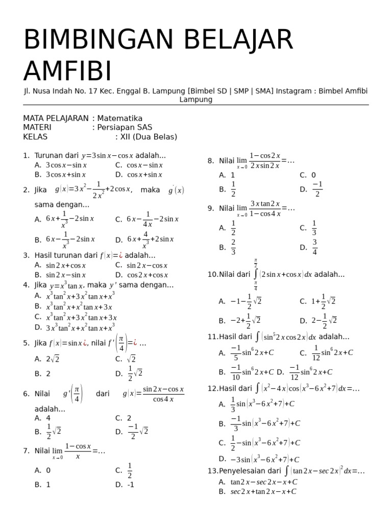 Modul MTK Kelas XII KurMer (2 Desember 2024) | PDF