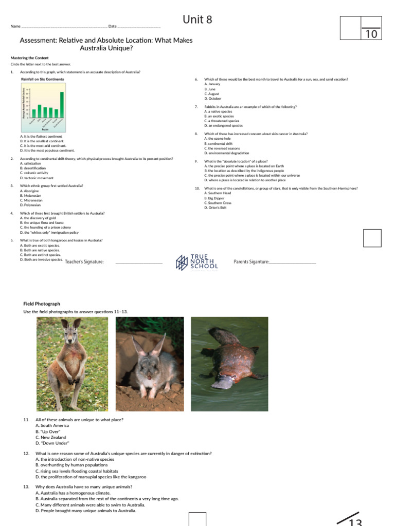 Unit 8_Lesson 33 - Relative and Absolute Location - What Makes Australia Unique - TNS | PDF
