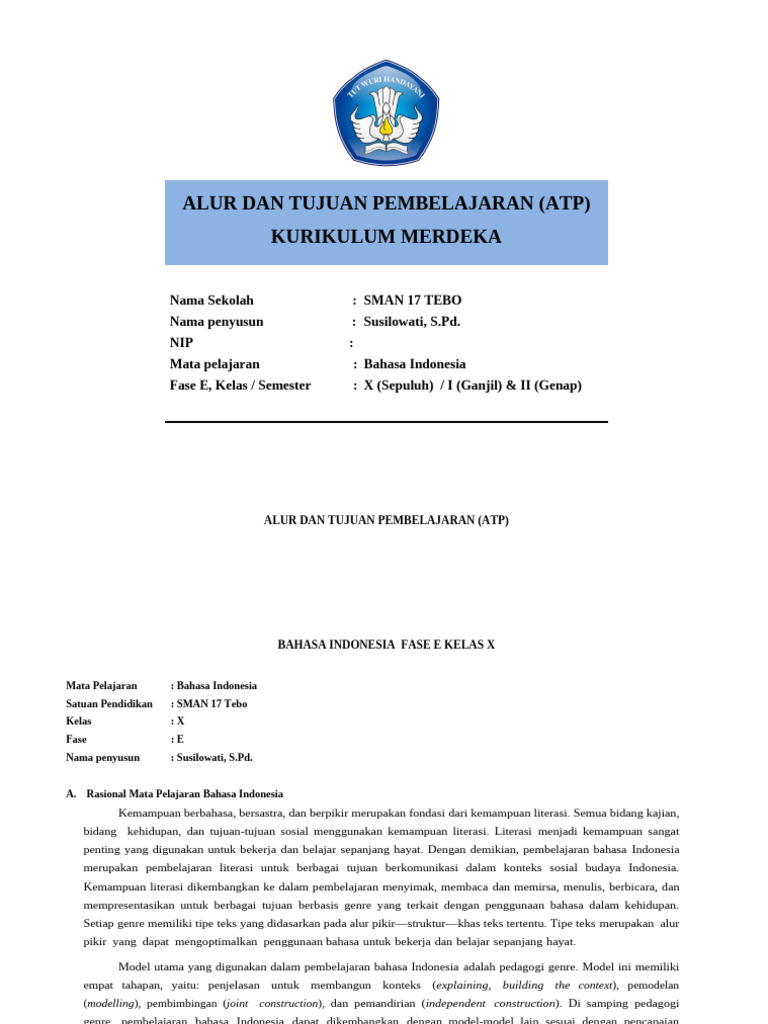 ALUR DAN TUJUAN PEMBELAJARAN Okk | PDF