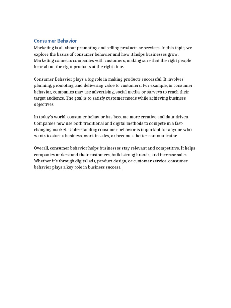 Essay 5 Consumer Behavior | PDF
