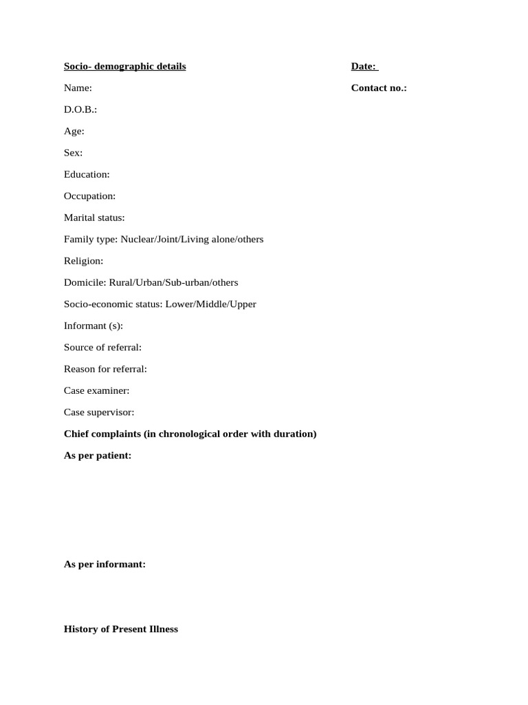 Case History 0 Mse Format CC | PDF | Mental Disorder | Attention ...