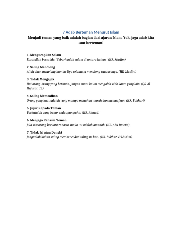 Poster Adab Berteman | PDF