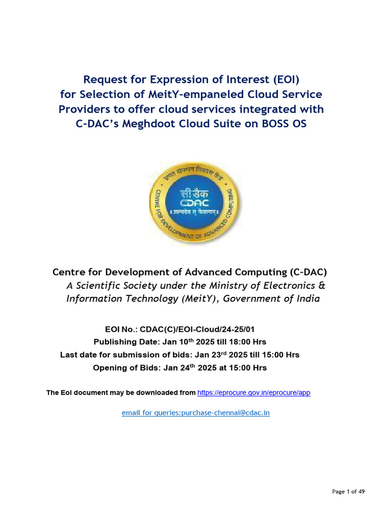 Final Published EoI-MeitY CSP | PDF | Cloud Computing | Legal Liability