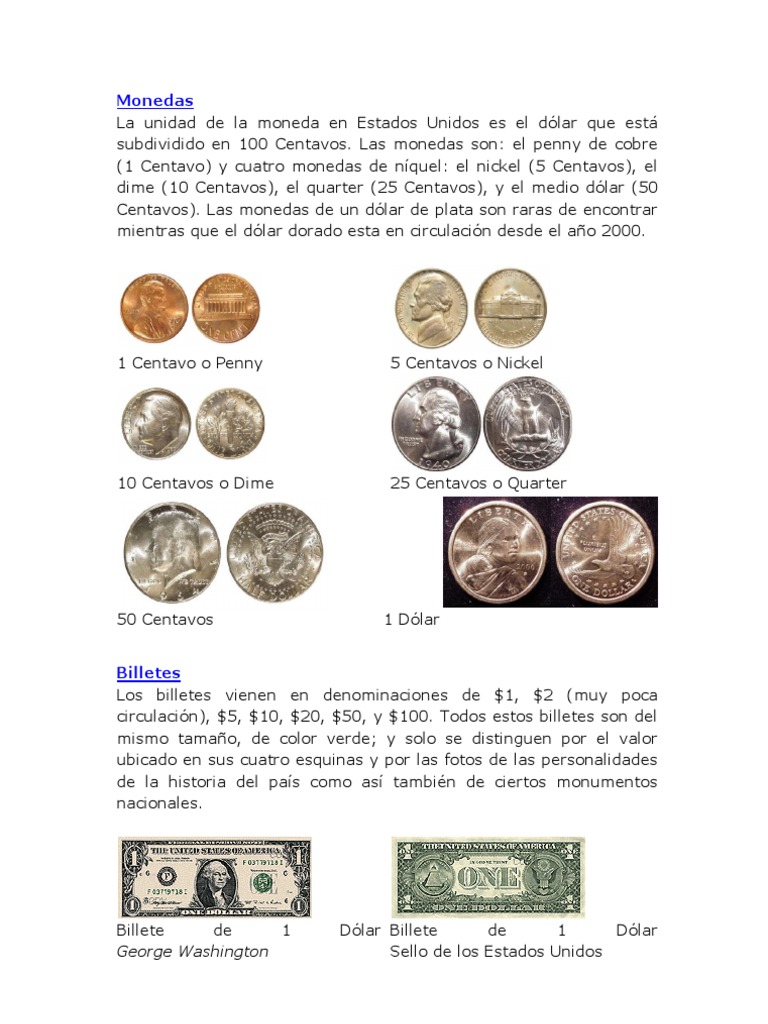 Monedas y billetes de Estados Unidos | PDF