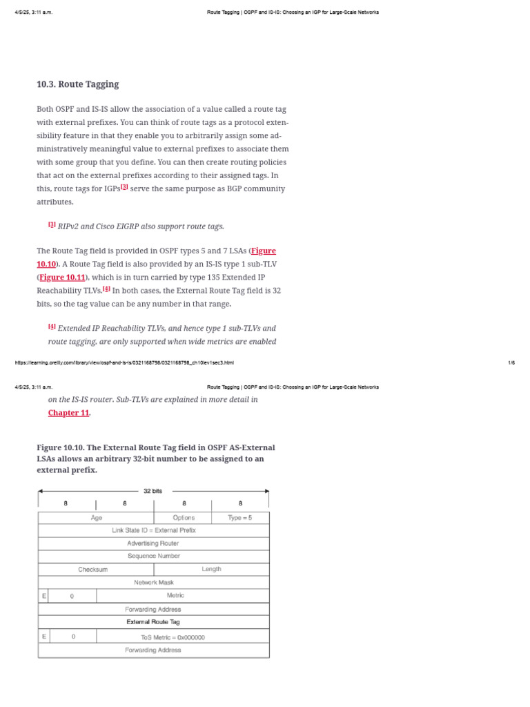 Route Tagging - OSPF and IS-IS - Choosing An IGP For Large-Scale ...