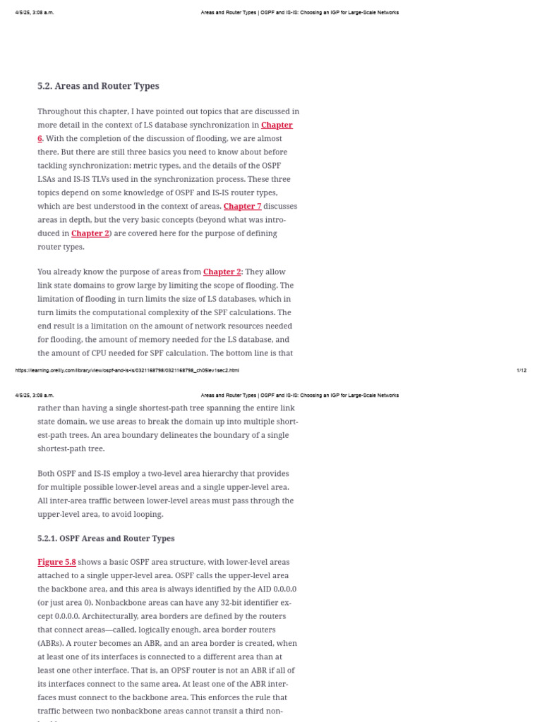 Areas and Router Types - OSPF and IS-IS - Choosing An IGP For Large-Scale Networks | PDF ...