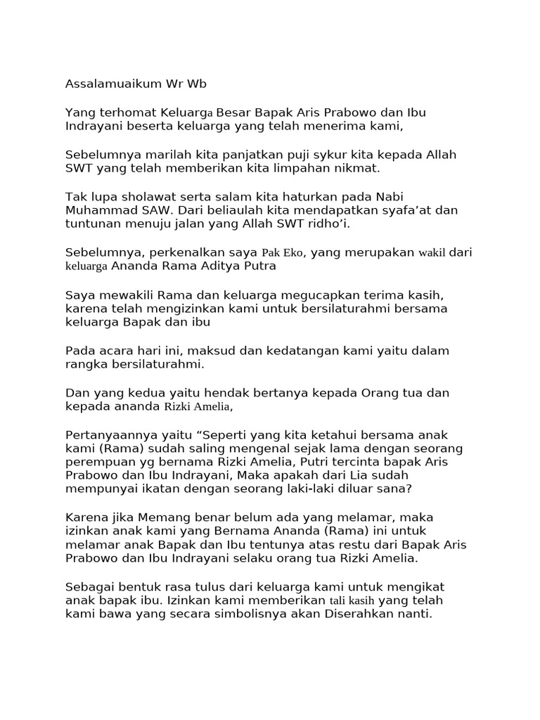 Sambutan Maksud Dan Tujuan Keluarga Ananda Rama | PDF
