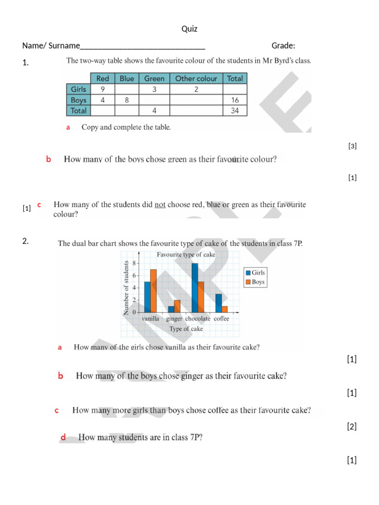 GR6 statistics quiz | PDF