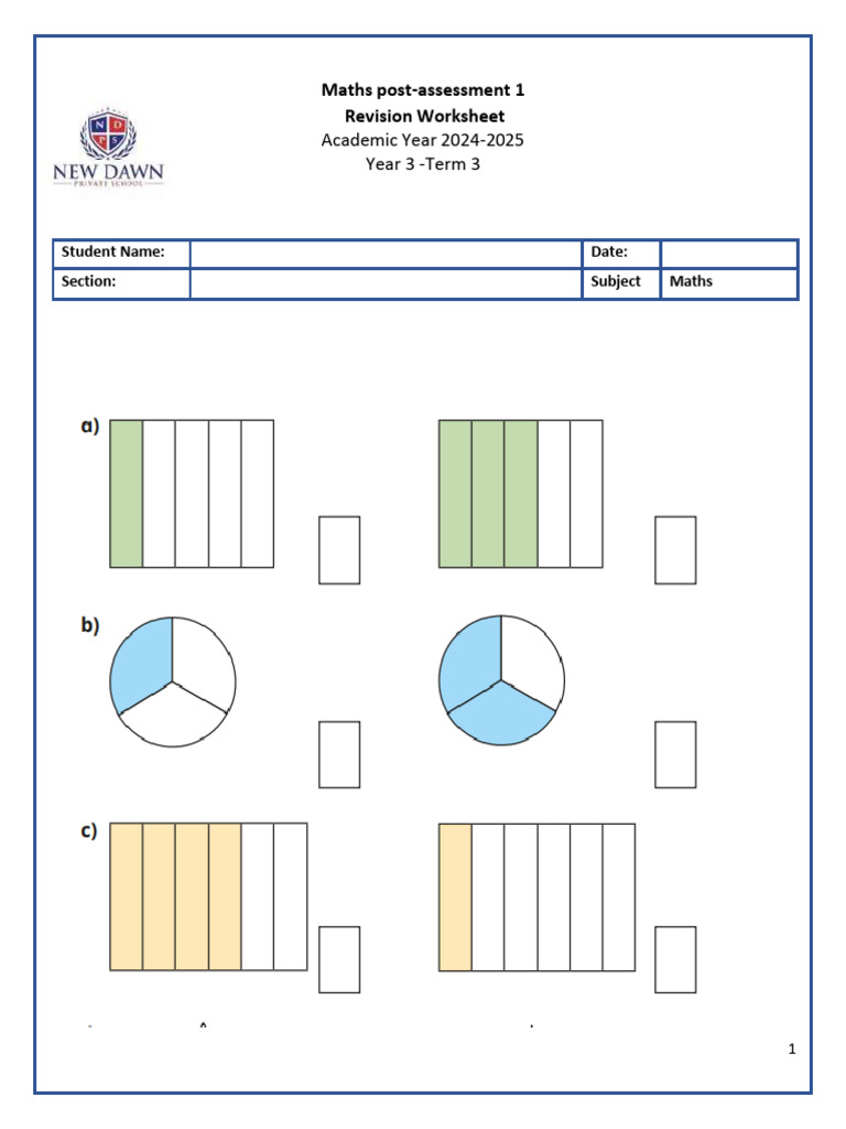 Year 3 Maths Term 3 Post 1 Revision Worksheet | PDF | Arithmetic ...