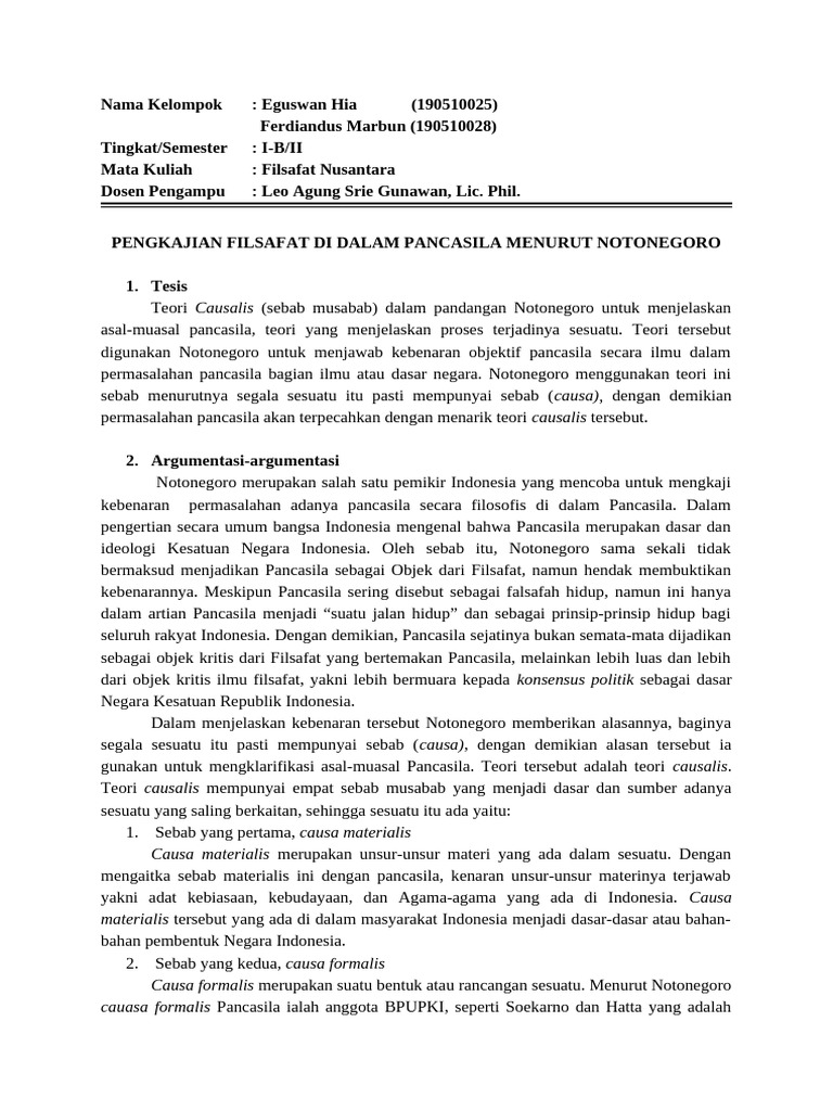 Filsafat Pancasila Menurut Notonegoro | PDF