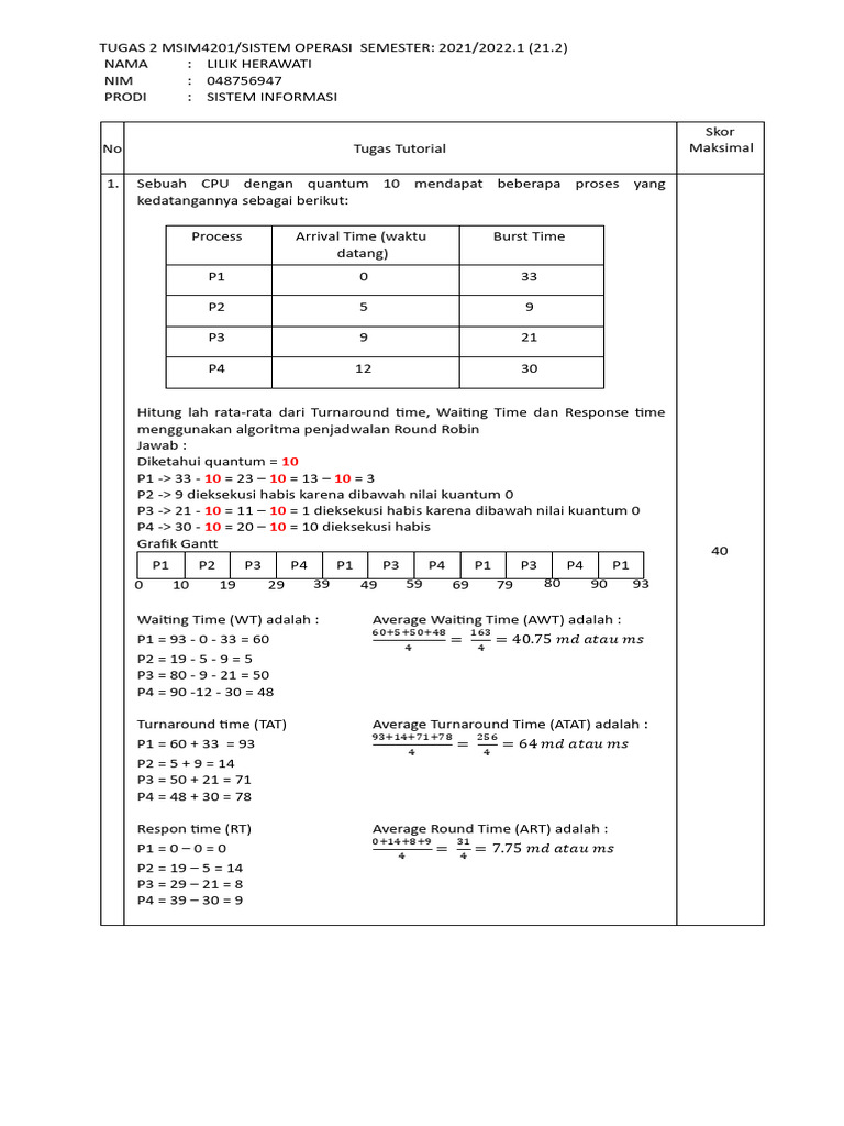 Tugas2 Msim4201 Sistemoperasi Lilik Herawati 048756947 | PDF