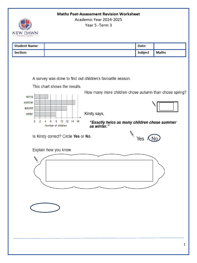 Y5-Answer key-Revision Worksheet-Math-Term3 | PDF | Numbers | Arithmetic