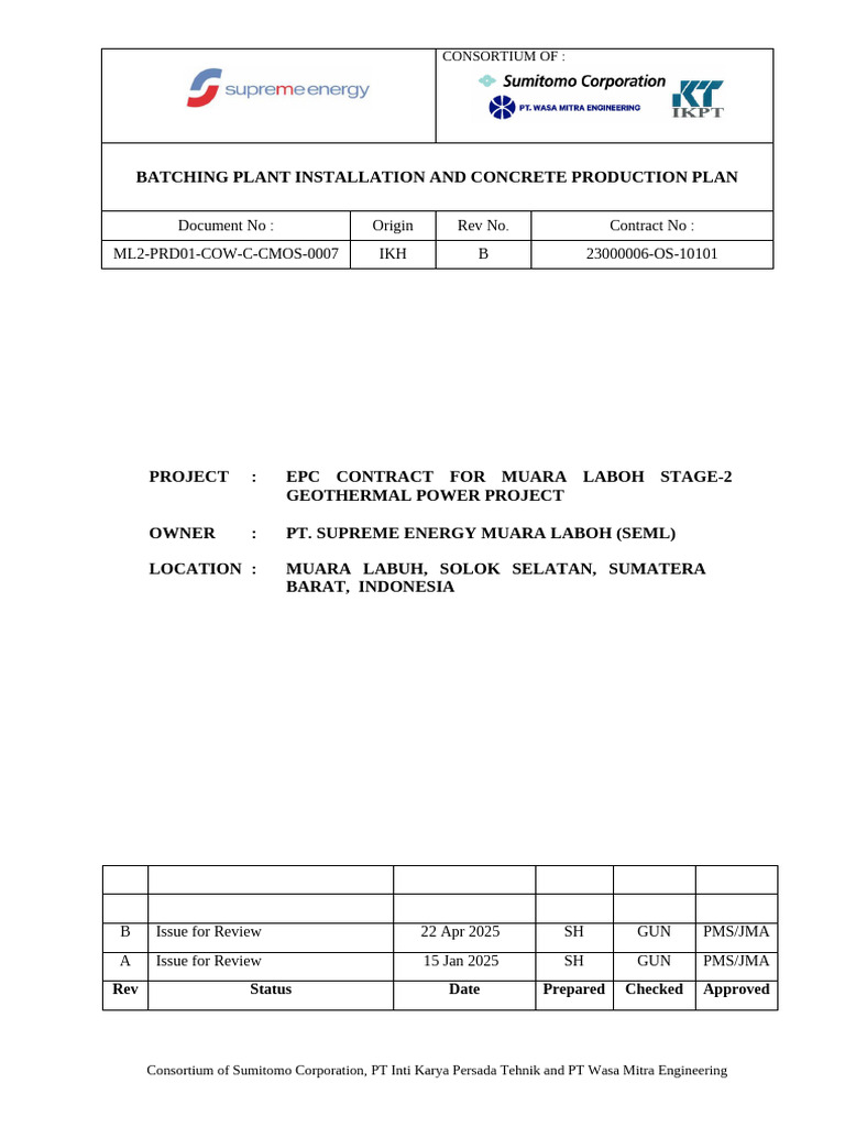 Batching Plant Installation Plan | PDF | Concrete | Cement