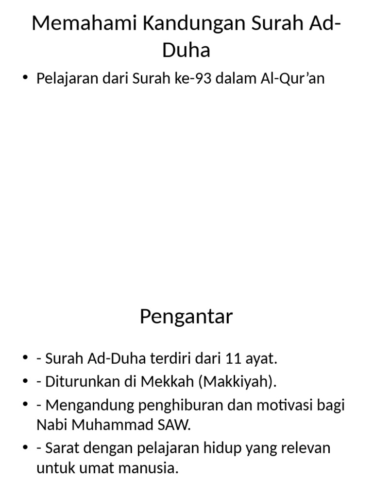 Memahami Kandungan Surah Ad-Duha | PDF