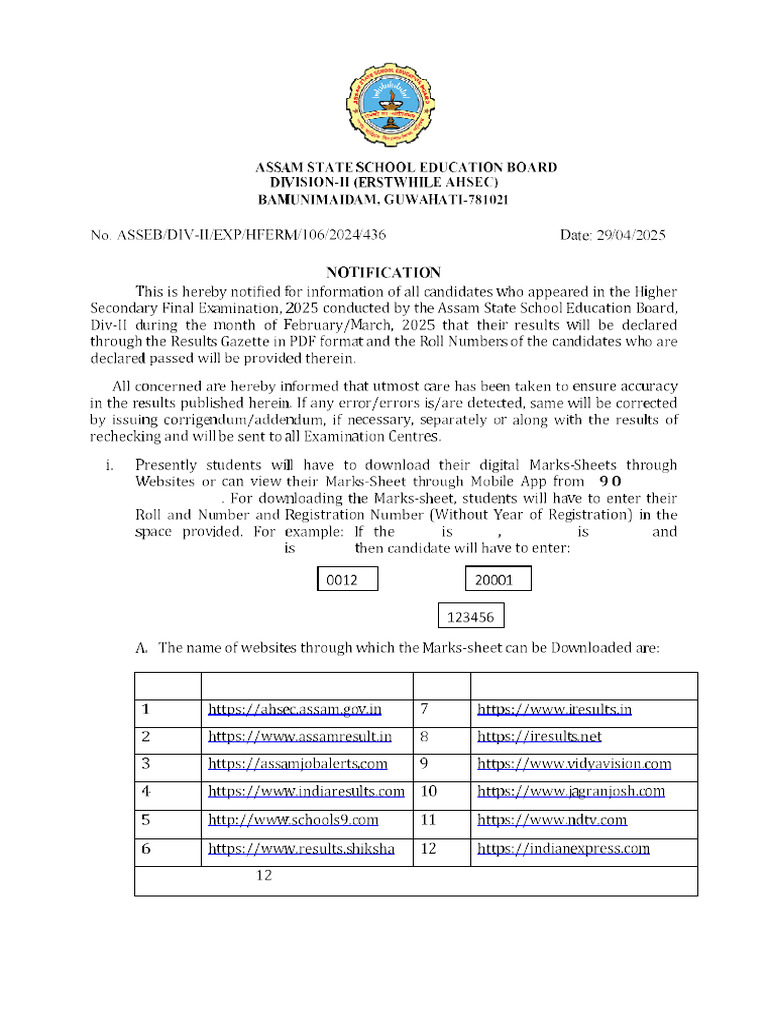 ASSEB, Div-II Notification | PDF