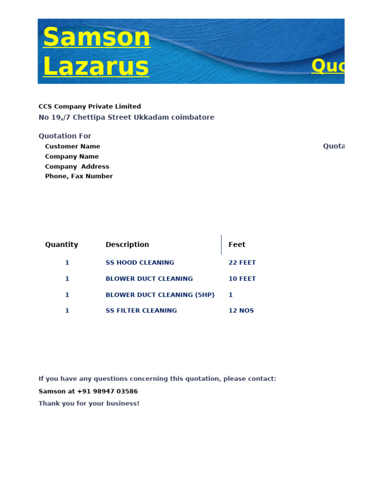 Business Price Quotation - Samson Lazarus | PDF