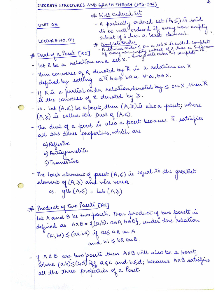 DSTL UNIT 01 Part 05 Dual of a Poset, Isomorphic Posets, Lattice, Dual Lattice, Sub-Lattice | PDF
