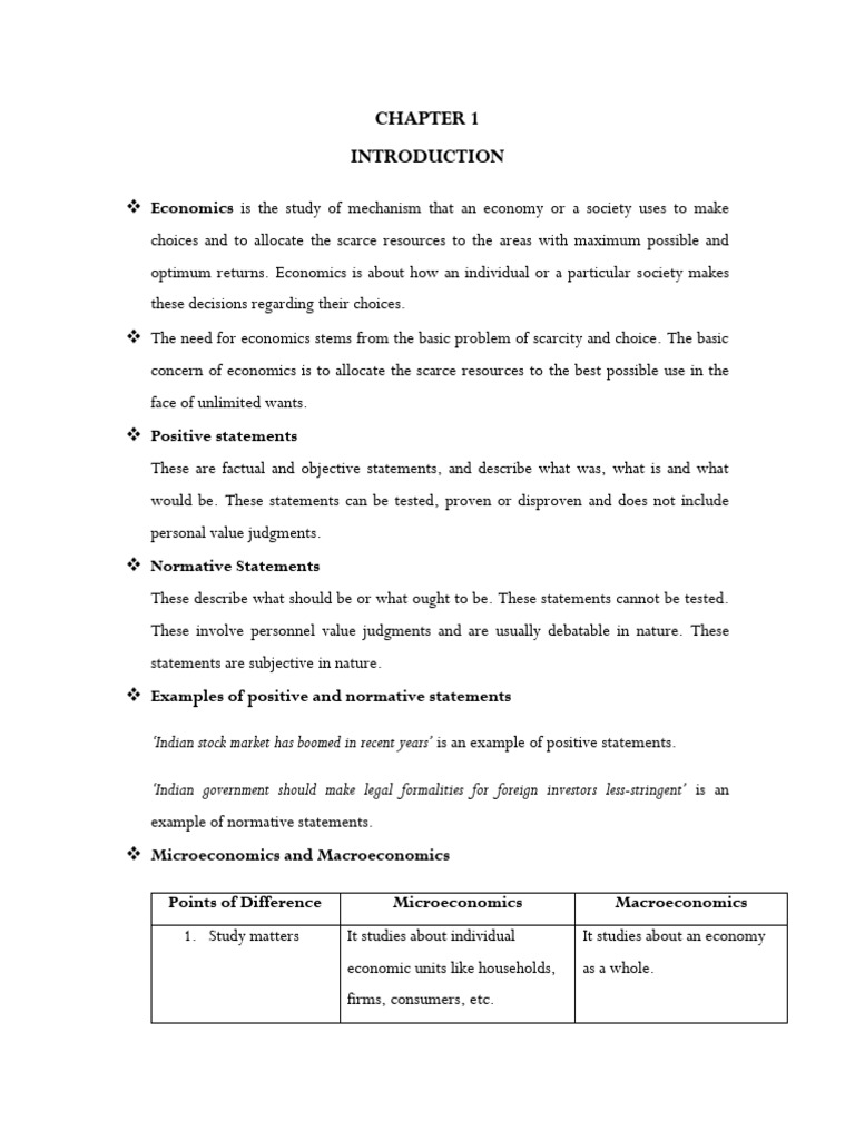 Economics Class 11 Chapter 1 Introduction | PDF | Economics | Economies