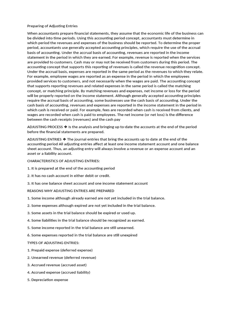 Preparing of Adjusting Entries | PDF | Deferral | Debits And Credits
