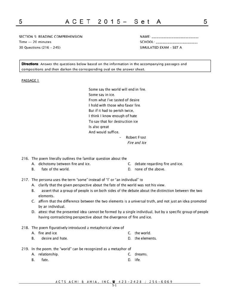 ACET - Reading Comprehension II | PDF