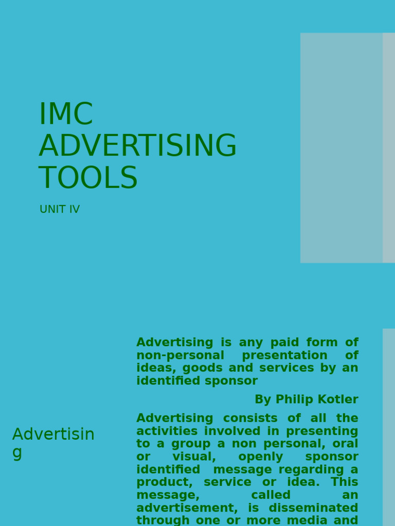 Imc Advertising Tools | PDF | Advertising | Brand
