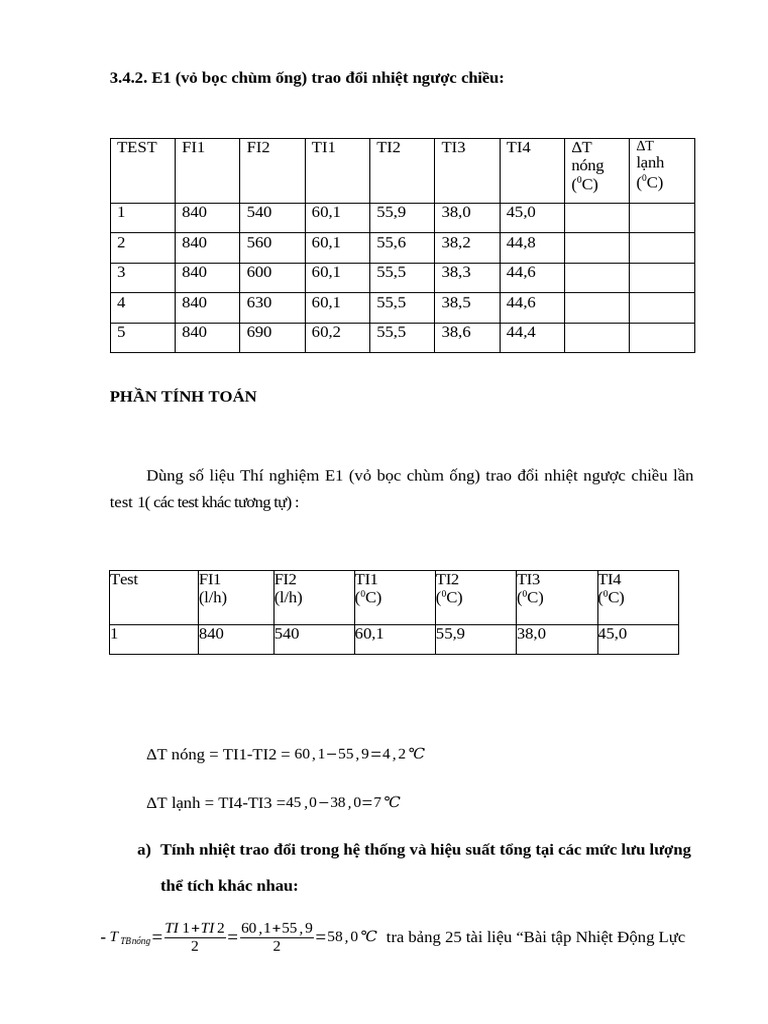 Bảng Số Liệu e1 Ngược e2 Cùng | PDF