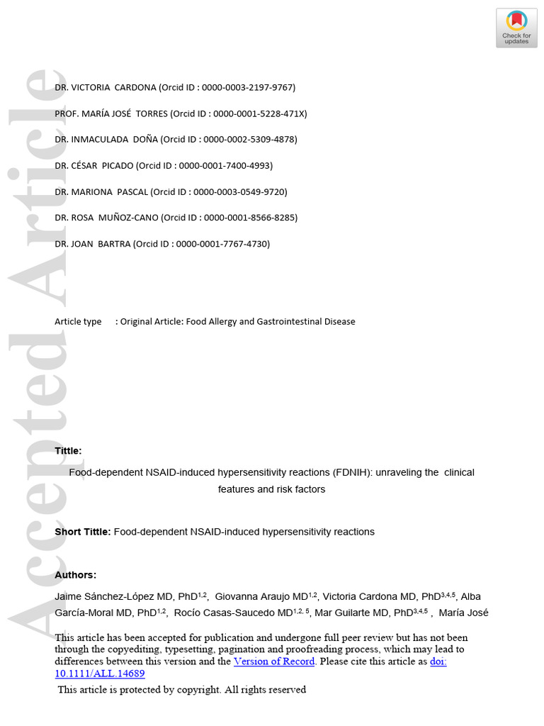 NSAID Induced Hypersensitivity Reactions (FDNIH) Unraveling The ...