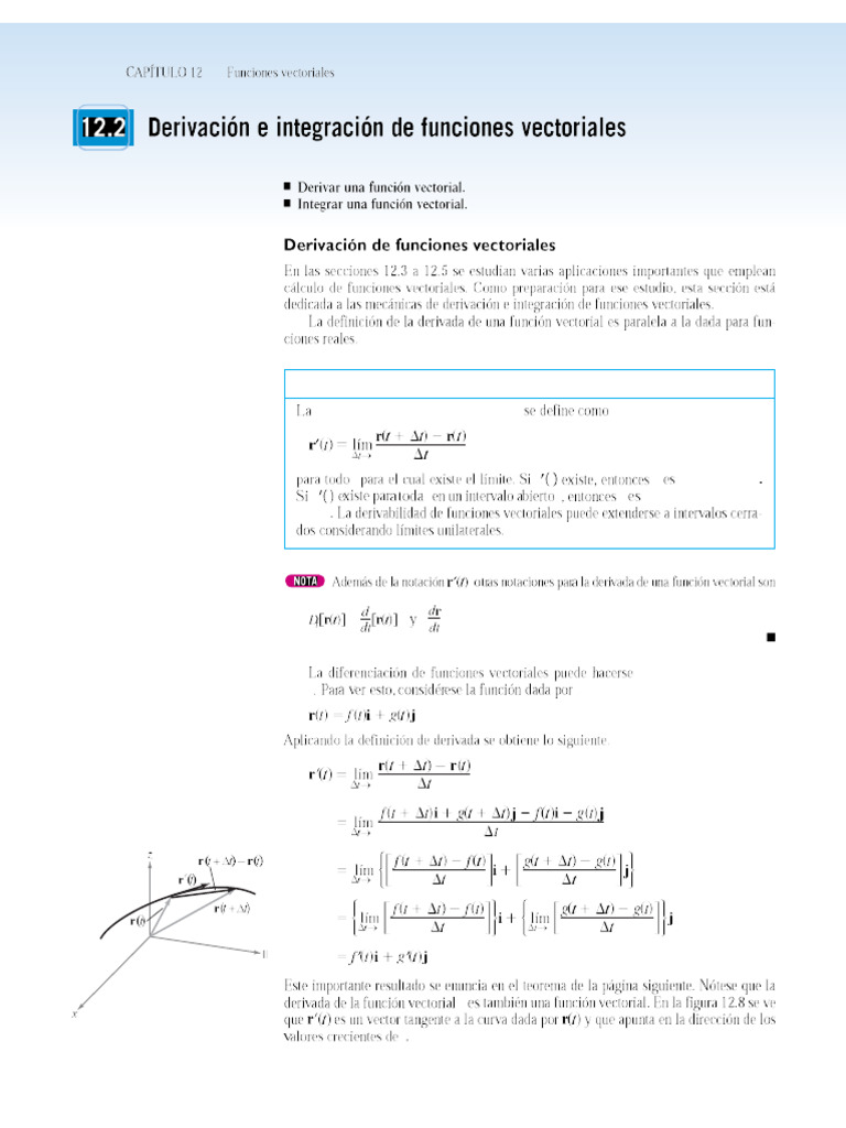 12.2 Derivadas e Integrales Funcione Vectoriales | PDF | Vector Euclidiano | Integral