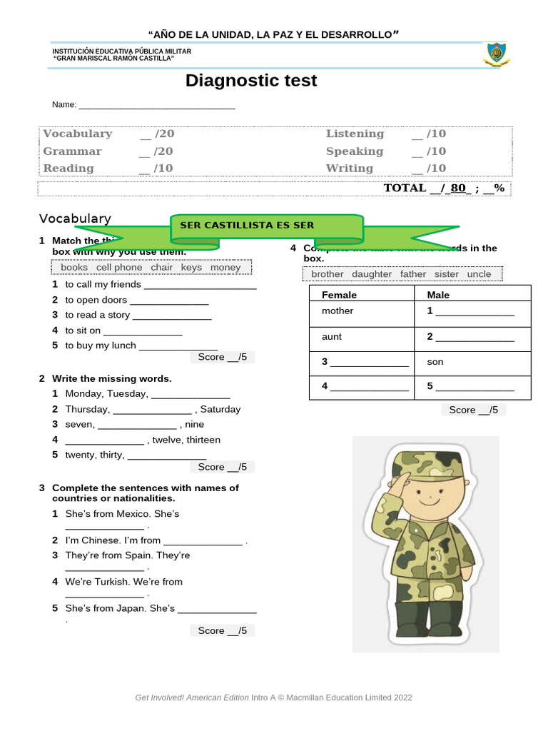 Prueba Diagnostica 3er Año | PDF