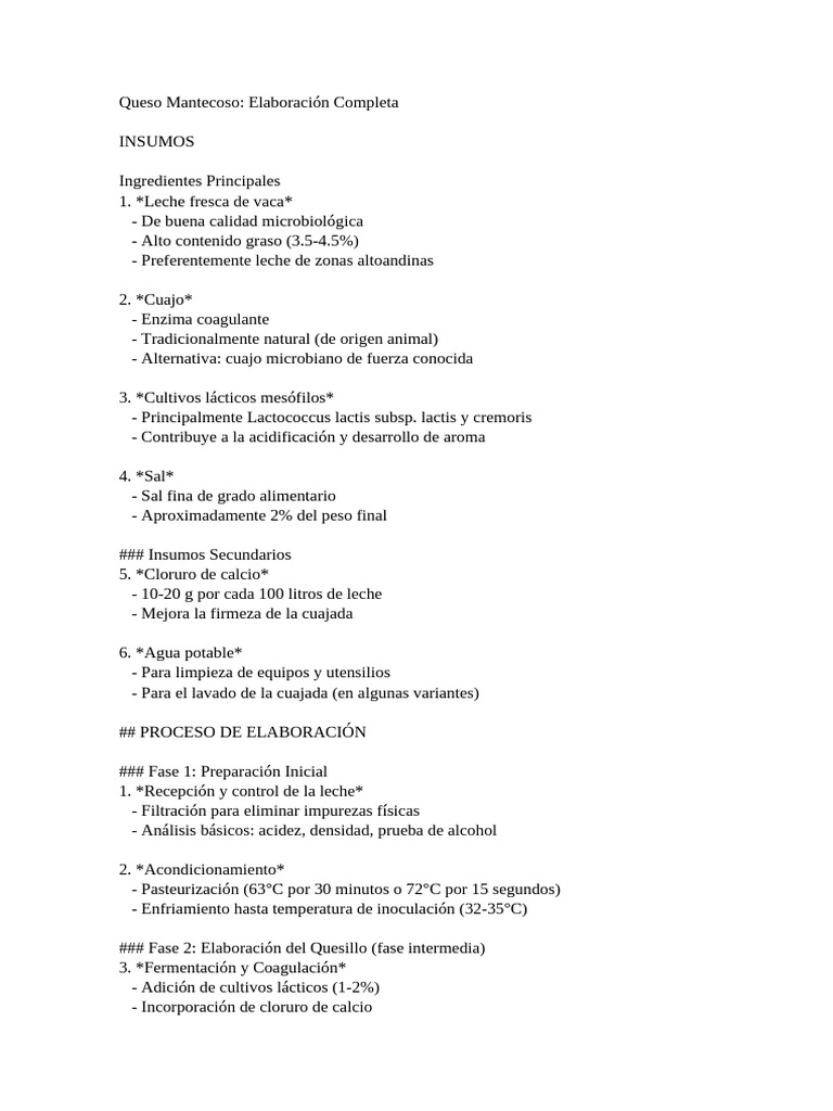 Elaboración del Queso Mantecoso | PDF | Queso | Leche