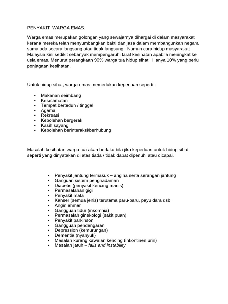 Penyakit Warga Emas | PDF
