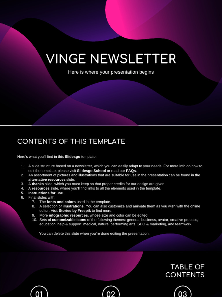 Vinge Newsletter Presentation Template | PDF