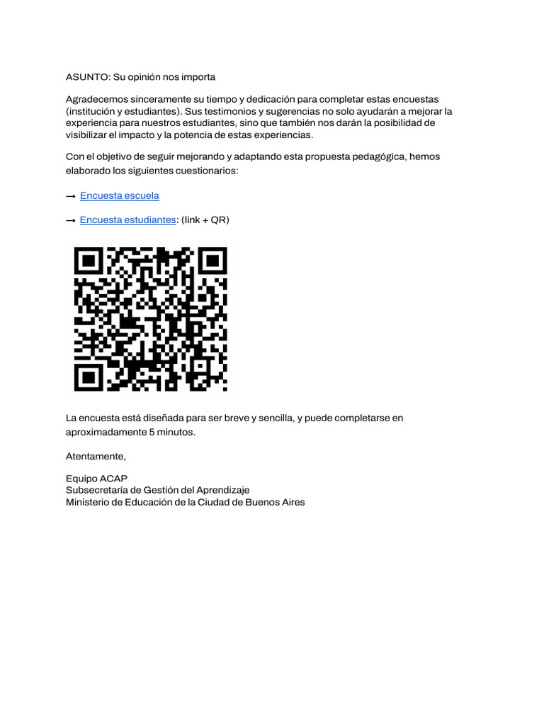 encuesta fin de acap | PDF