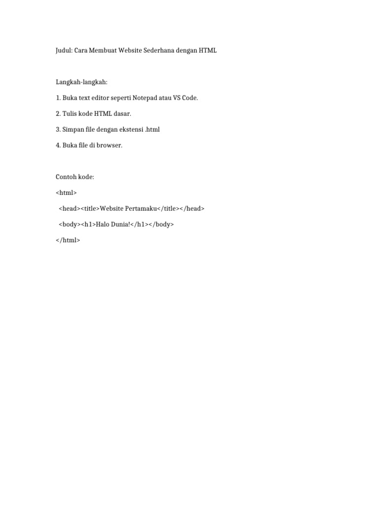 Tutorial Website Sederhana | PDF