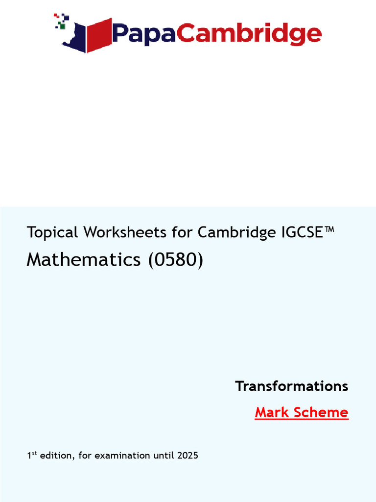 IGCSE Maths Transformations Worksheets | PDF | Space | Elementary Geometry